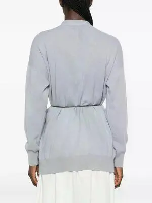 Peserico Belted Cardigan With Long Sleeves - Blue