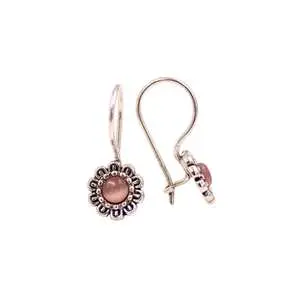 1610ISTANBUL Sterling Silver Cat's Eye Floral Earrings - Grey