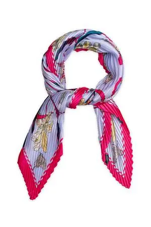 WILD COSMOS Flora Border Plissé Petit Scarf - Pink