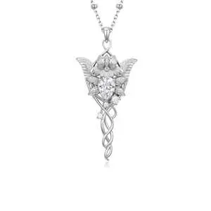 AZURA JEWELRY NEW YORK Star White Topaz Necklace In White Gold Vermeil - Silver
