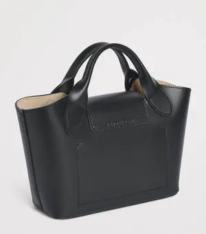 Longchamp Pure" Grained Leather Mini Tote Bag - Black