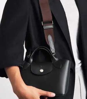Longchamp Pure" Grained Leather Mini Tote Bag - Black