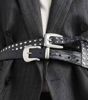 MOLEBO Embossed Leather Western Belt - Black
