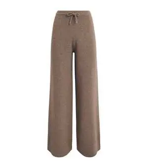 Agnona Cashmere-wool-silk Wide-leg Trousers - Brown