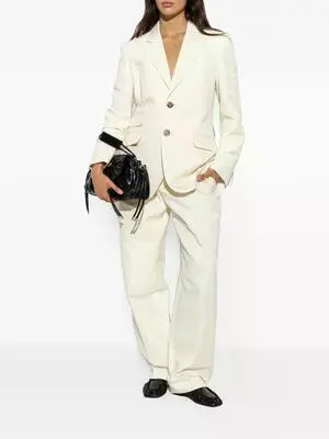AMI Paris White Single Breasted Boxy Cotton And Linen Blazer