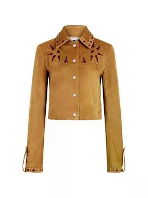 Rabanne Suede Graphic Detail Jacket - Neutrals