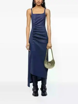 Rabanne Draped Snap-button Maxi Dress - Blue