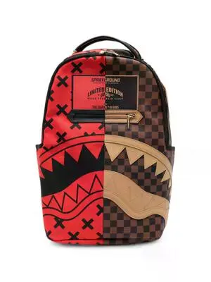 SPRAYGROUND Shark Mouth Check-print Backpack - Brown