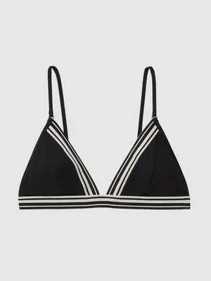 REISS Triangle Contrast Trim Bikini Top