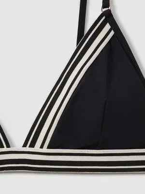 REISS Triangle Contrast Trim Bikini Top