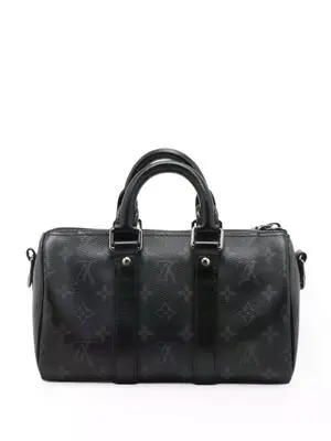 LOUIS VUITTON 2021-2026 Monogram Eclipse Reverse Keepall Bandouliere 25 Satchel - Black