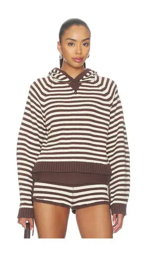 LOVERS AND FRIENDS Pauley Knit Hoodie In . Also - Brown