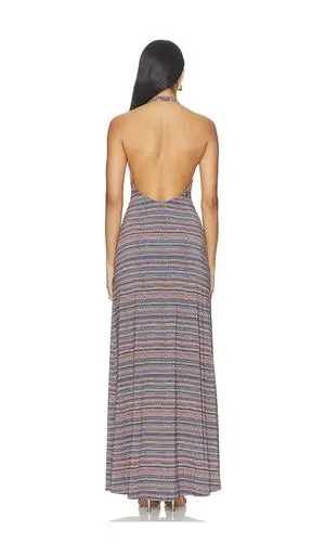 AFRM Huston Shiny Knit Halterneck Maxi Dress