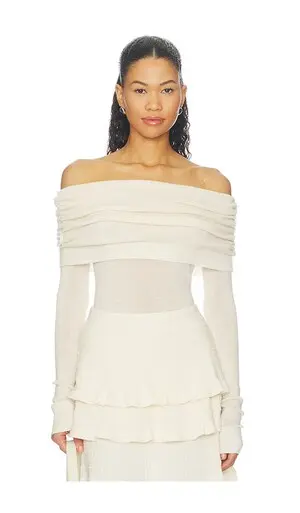 Susana Monaco Light Merino Off Shoulder Sweater - Cream