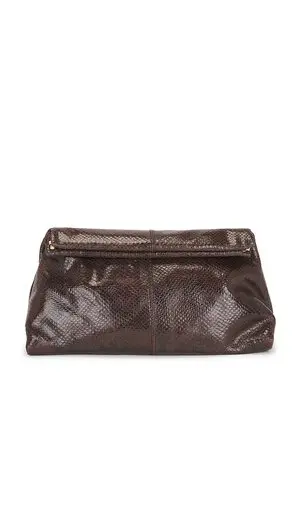 FLATTERED Snake-embossed Leather Clutch - Brown