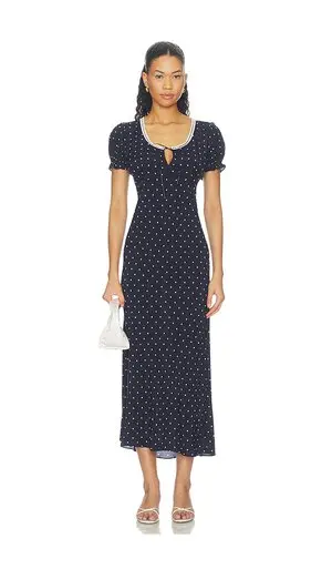Rails Polka Dot Lace Trimmed Midi Dress