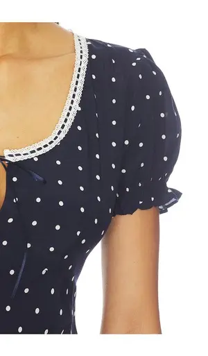Rails Polka Dot Lace Trimmed Midi Dress