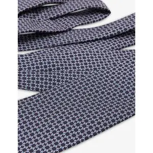 REISS Geometric Chain-print Silk Tie - Navy