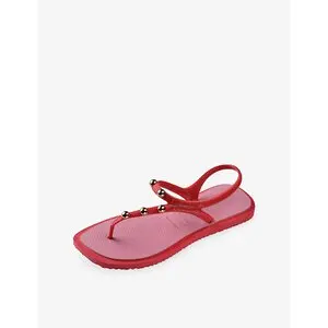 Havaianas Embellished Rubber Flip-flops With Chunky Lug Sole - Red/pink