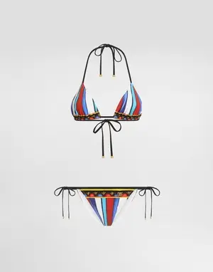 Dolce & Gabbana Carretto-print Triangle Bikini Swimwear