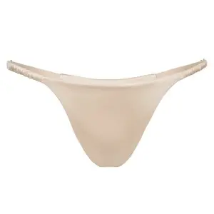 BLACK HEART LINGERIE Ruched Silk Thong In Champagne - Pink