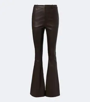Vince Leather Flared Trousers