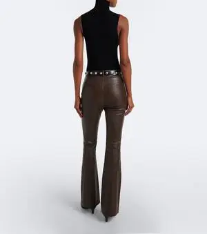 Vince Leather Flared Trousers