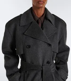 THE FRANKIE SHOP Nikola Belted Wool And Cashmere Coat In Dark Melange