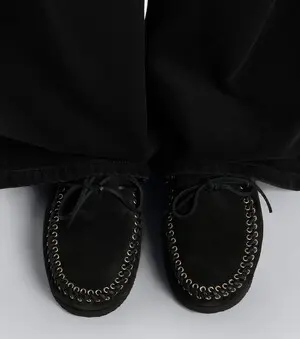 Isabel Marant Étoile Faded Suede Shearling-lined Loafers