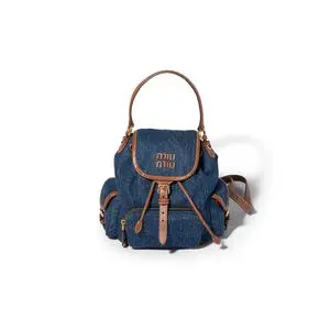 Miu Miu Denim And Leather Backpack