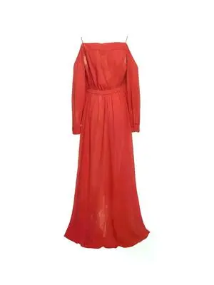 Balmain Off-shoulder Crinkle Maxi Dress