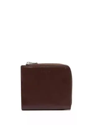 JIL SANDER Embossed-logo Zip-up Card Holder - Brown