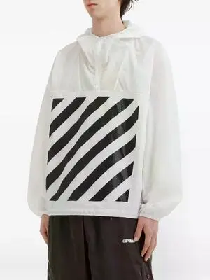 Off-White Diagonals Logo Print Hooded Windbreaker Jacket