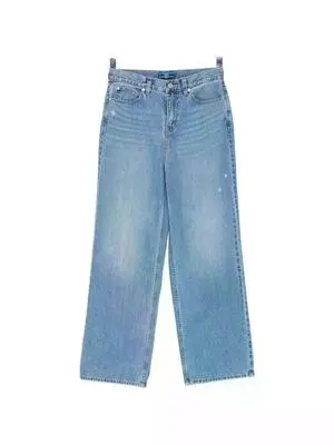 AGNES B. Logo Embroidered Wide Leg Jeans