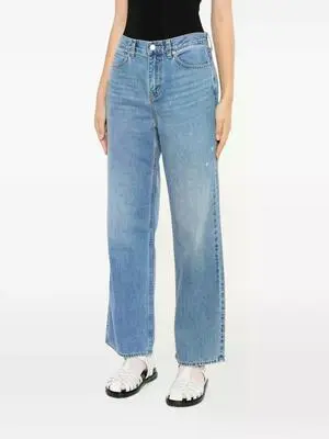 AGNES B. Logo Embroidered Wide Leg Jeans