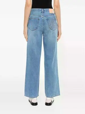 AGNES B. Logo Embroidered Wide Leg Jeans