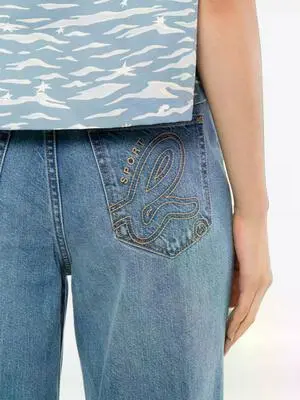 AGNES B. Logo Embroidered Wide Leg Jeans