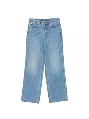 AGNES B. Logo Embroidered Wide Leg Jeans - Blue