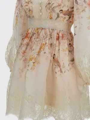Zimmermann Floral Print Linen And Silk Mini Dress