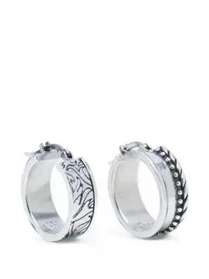 MAISON MARGIELA Engraved Hoop Earrings - Silver