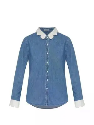 MOTHER Embroidered-collar Denim Shirt