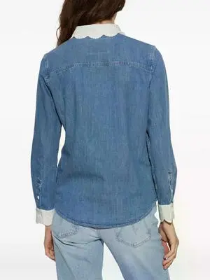 MOTHER Embroidered-collar Denim Shirt