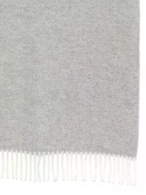 GRAN SASSO Herringbone-pattern Fringed Scarf - Grey