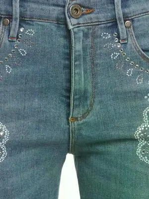Roberto Cavalli Paisley Crystal-embellished Jeans