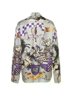 Miu Miu Printed Mock Neck Long Sleeve Top