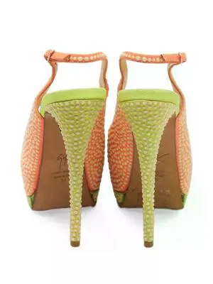 GIUSEPPE ZANOTTI Crystal-embellished Peep-toe Slingback Pumps