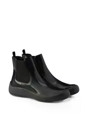 Prada Brushed Leather Chelsea Boots - Black
