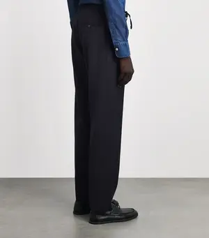 Canali Wool Drawstring Trousers - Navy