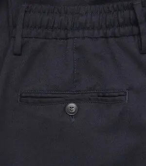 Canali Wool Drawstring Trousers - Navy
