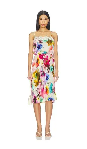 AFRM Tabitha Dress Vibrant Floral Georgette With Lace Trim - Multi